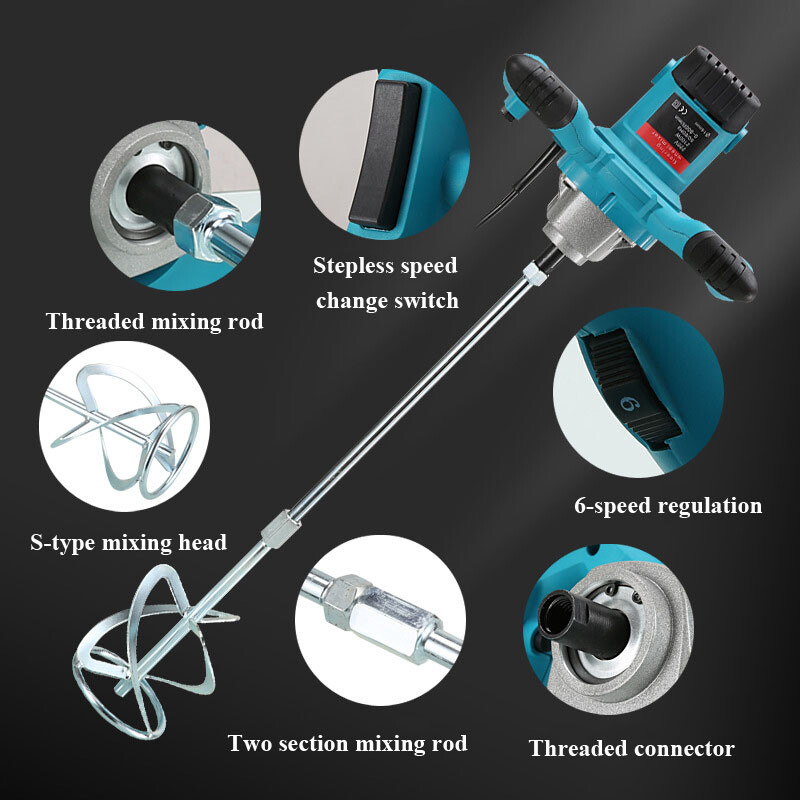 110V/220V Putty Cement Powerful Electric Agitator Paint Mixer Flour ...