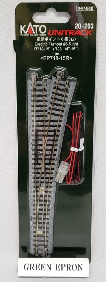 KATO 20-203 N Scale Unitrack Electric Turnout #6 Right Hand 5 Piece ...