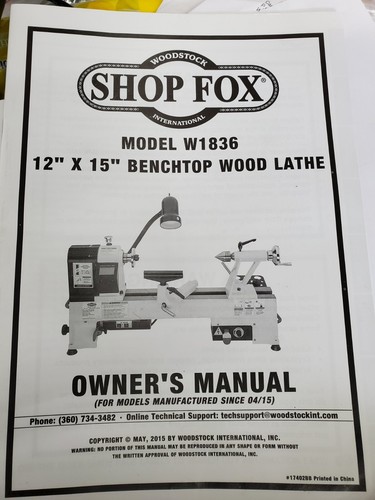 Shop Fox 12in X 15in Benchtop Wood Lathe W1836 for sale online | eBay
