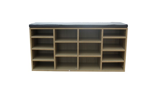 14 Slot Seated Shoe Shelf Indoor Shop Retail Home Cabinet Storage Rack ...