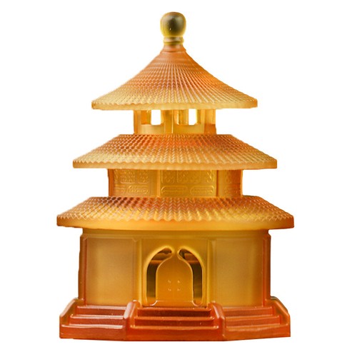 Chinese Liu Li Crystal Temple of Heaven Statue Incense Burner Zen Decor ...