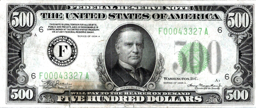 1934a $500 Federal Reserve Note Atlanta Fr. 2202-F | eBay