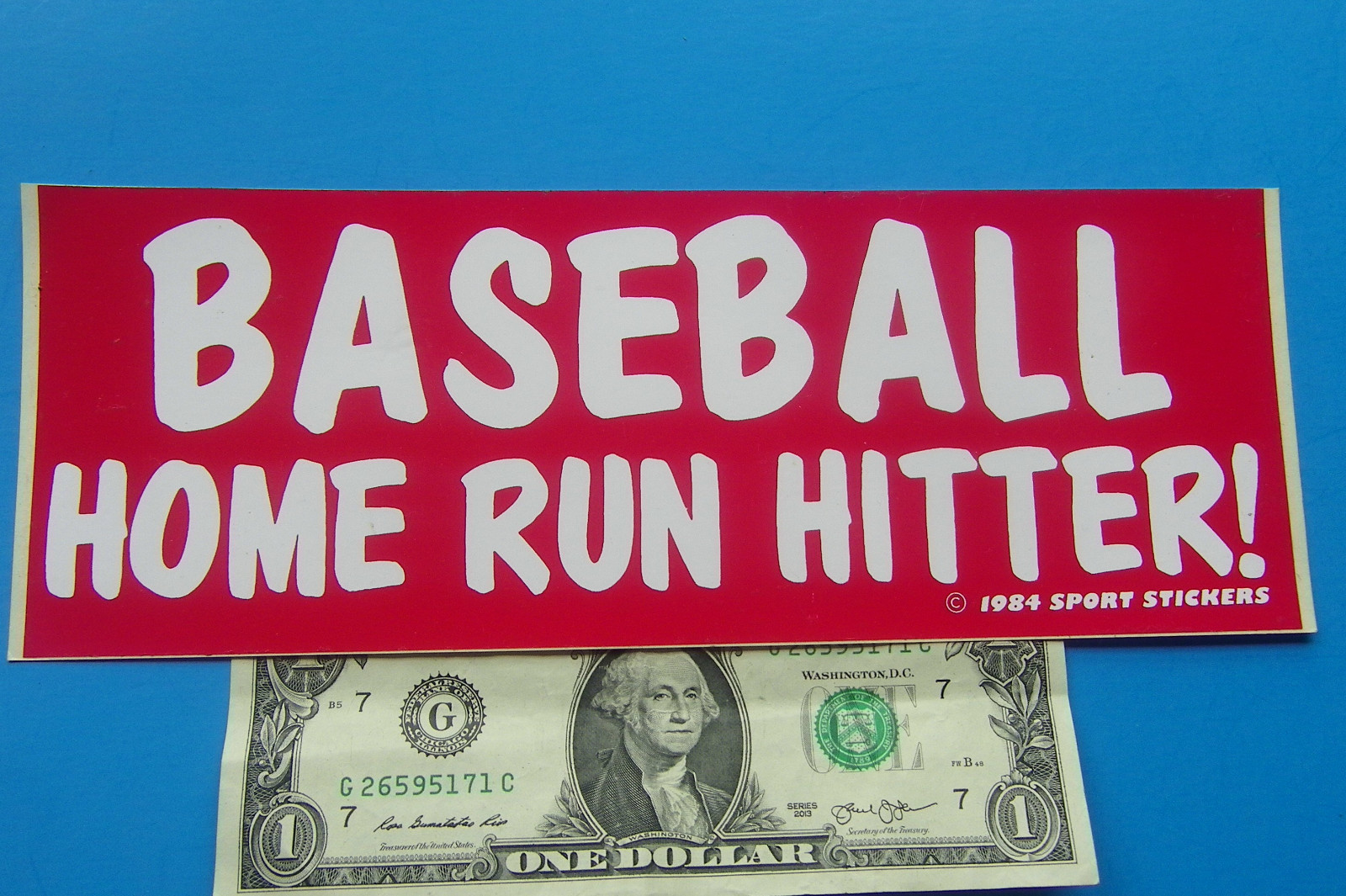Vintage Bumper Sticker BASEBALL HOME RUN HITTER ! 3.5" x 9.5" White/Red ...