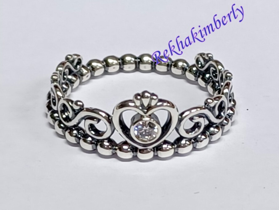 Pandora 190880CZ Princess Tiara Crown Clear CZ S925ALE Option Size:50 ...