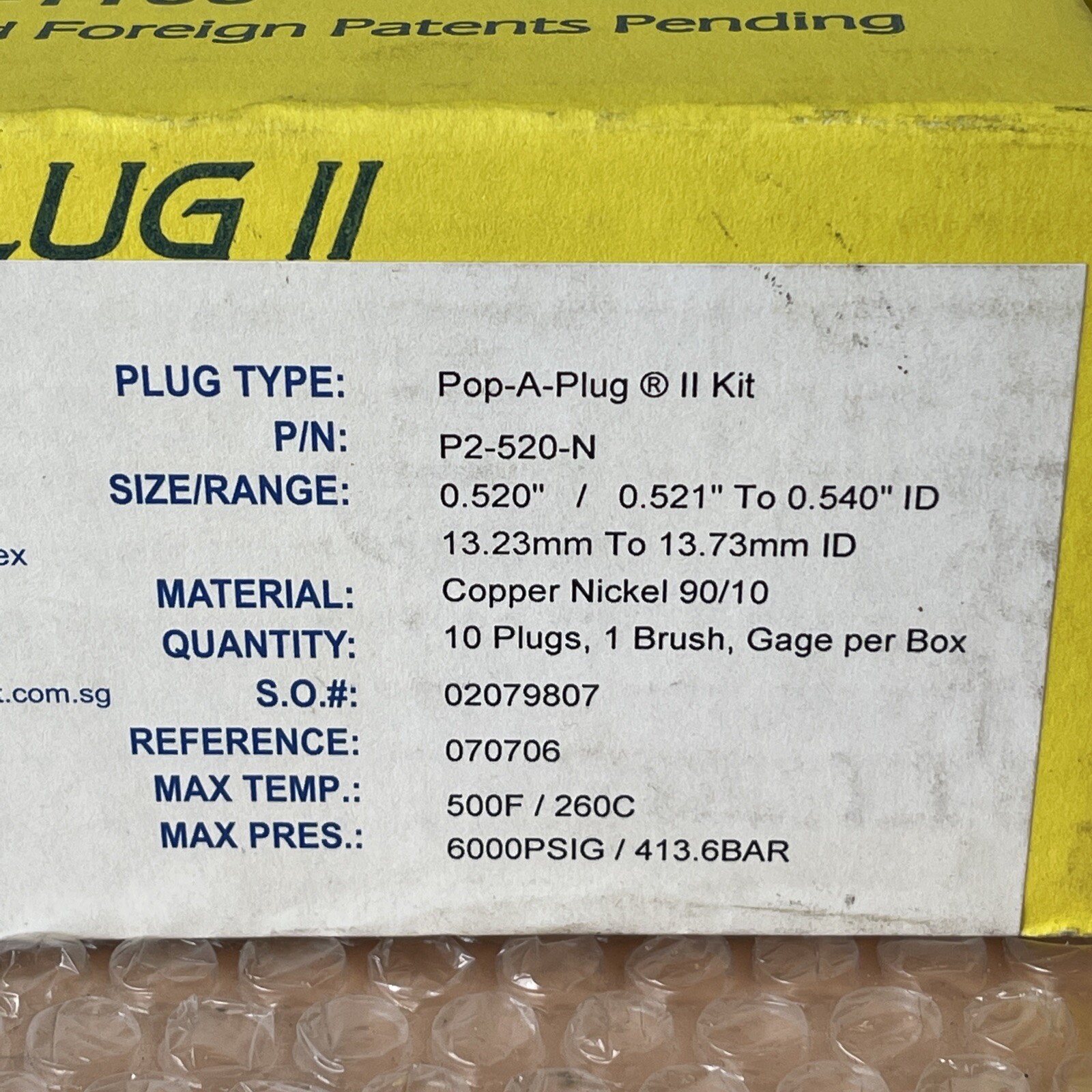 FACTORY SEALED- Pop-A-Plug II Kit P2-520-N 0.520” (10) Plugs (1) Brush ...