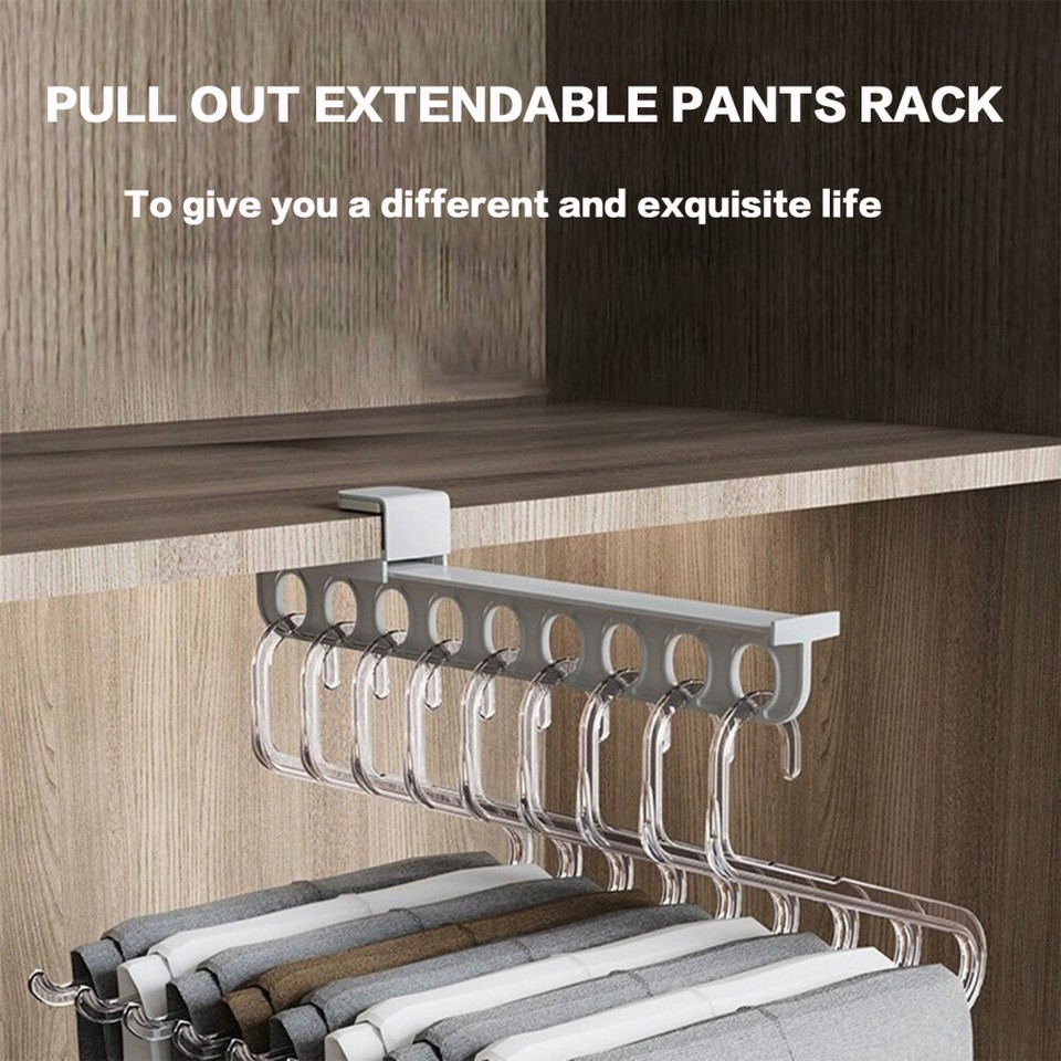 Extendable Pull Out Closet Rod Adjustable Wardrobe Clothing Rail for ...