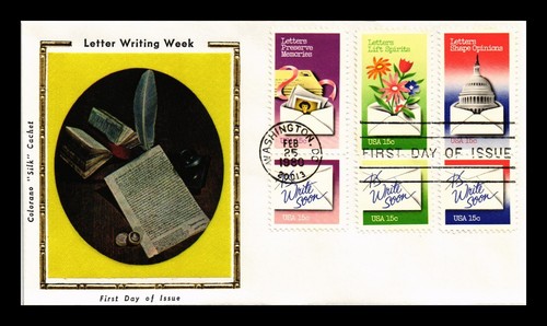 US COVER LETTER WRITING WEEK FDC COMBO COLORANO SILK CACHET | eBay