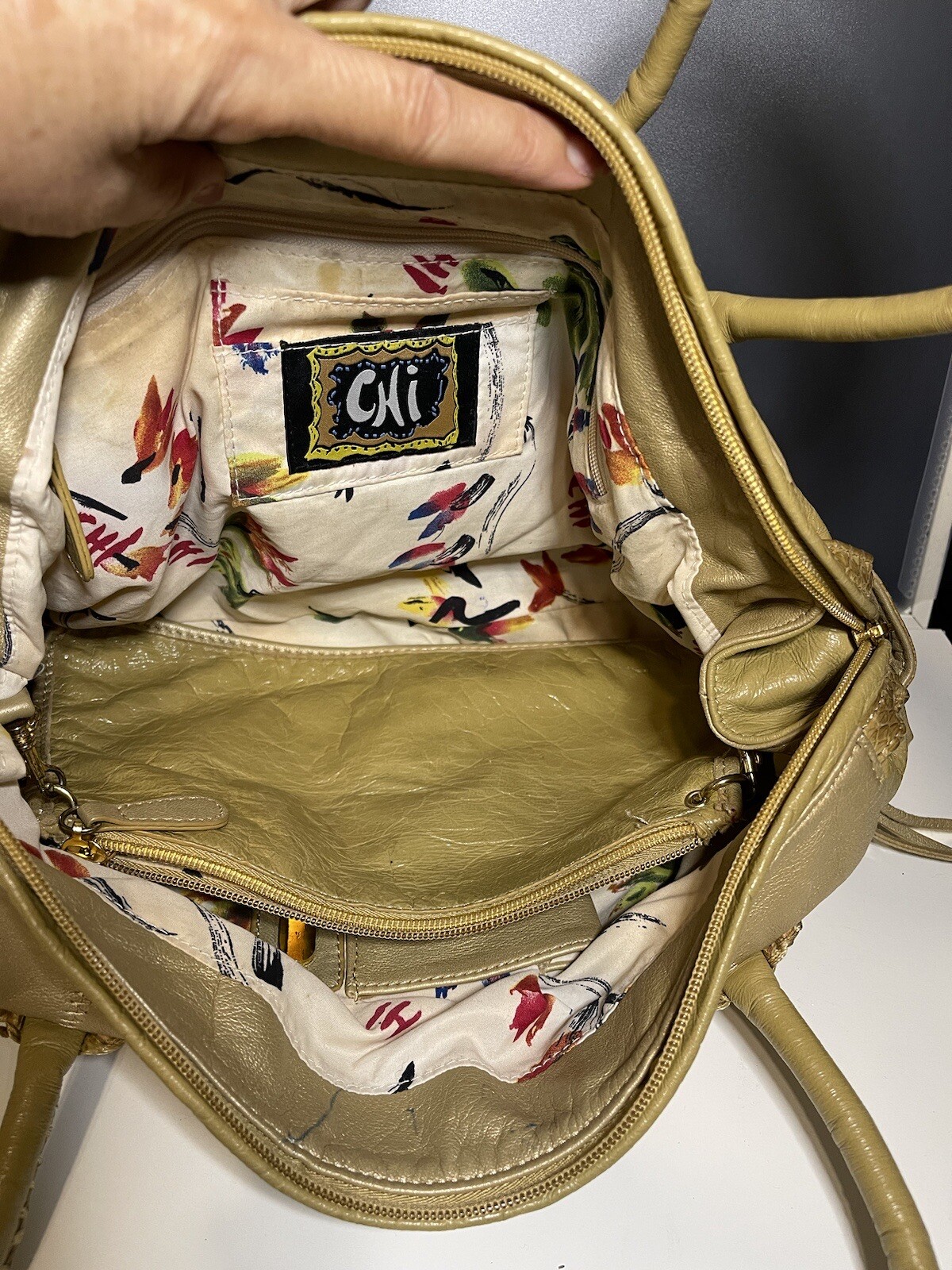 Vintage CHI by Falchi tan/Golden Leather & Python,… - Gem