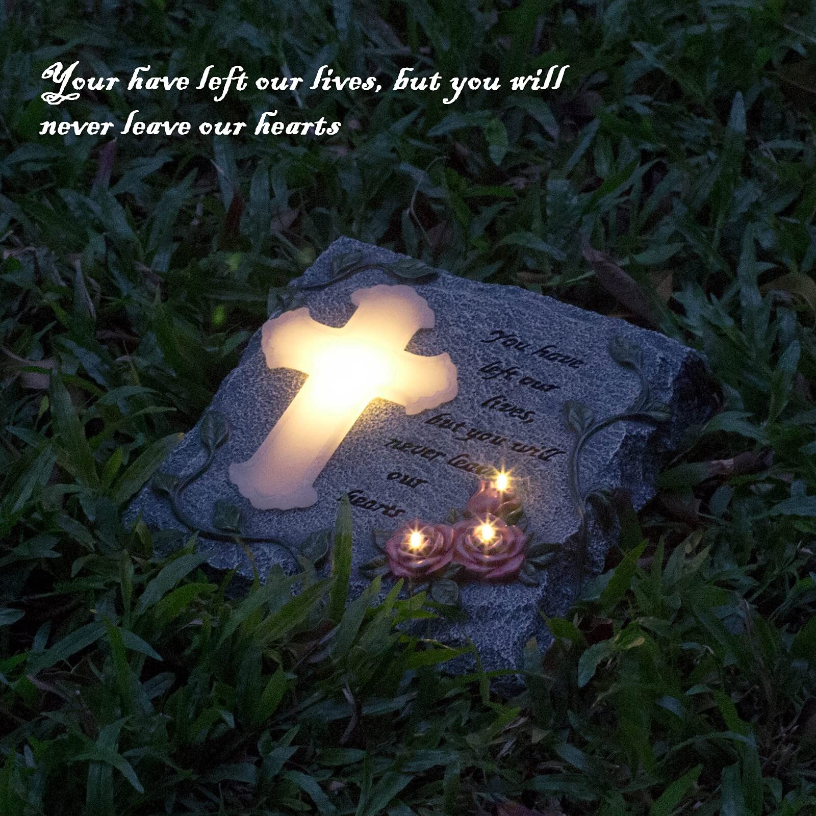 Cross Solar Lights Outdoor Garden Memorial Stepping Stone, IP65 ...