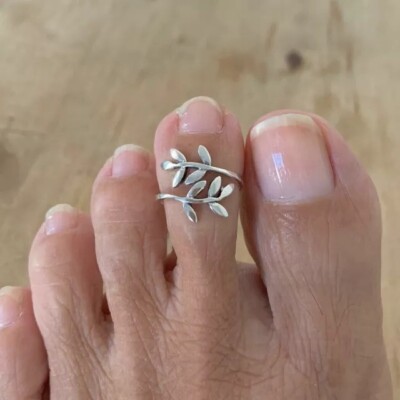 Birthday gift For Women's Fancy Solid Metal Adjustable Leaf Toe Ring 925 Silver | eBay