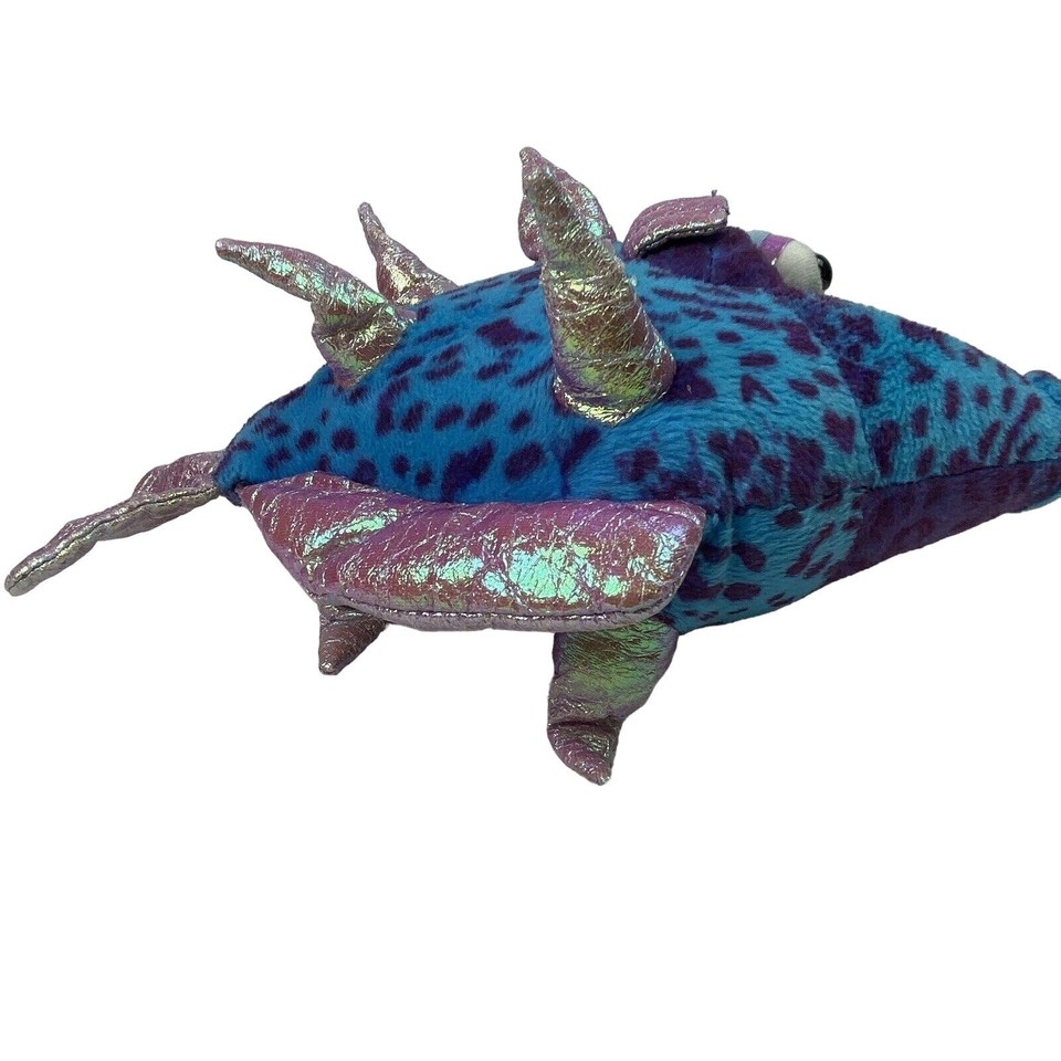 Dan Dee Funky Fish Plush Stuffed Animal 10" Blue Purple Iridescent Fins ...