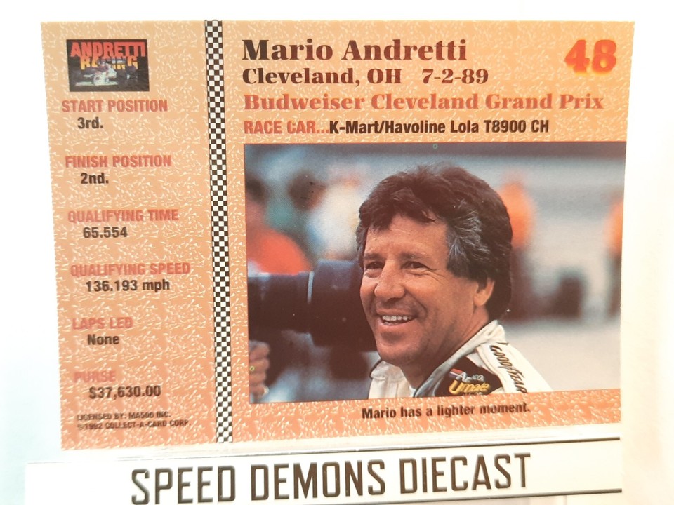 Mario Andretti 1989 Cleveland Trading Card#48 | eBay