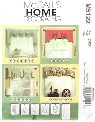 VALANCES Swag Festoon McCall's 5122 UNCUT Sewing Pattern Home Dec ©2006 ...