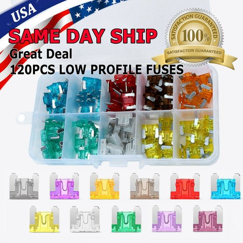 120 pc Low profile Mini Car Fuse Auto Car Motorcycle SUV FUSES Kit APM ...