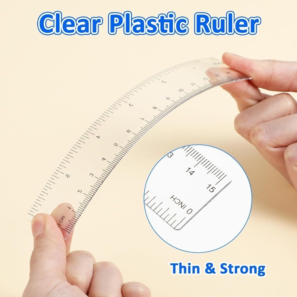 6 Inch Small Plastic Ruler 10 Pack Clear Transparent Straight Ruler ...