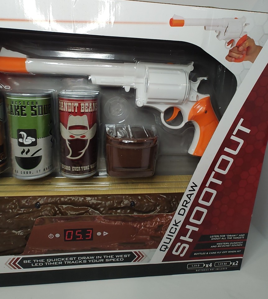 Majik Quick Draw Shootout Game Set with Cans and Toy Gun New In Sealed ...