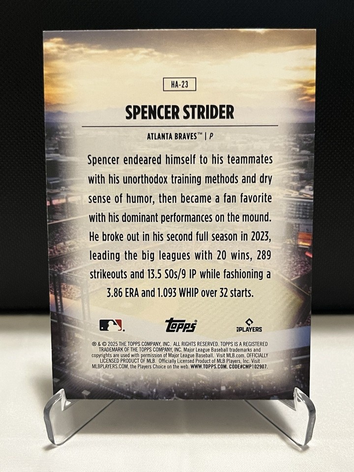 2025 Topps Series 2 Atlanta Braves Spencer Strider Home Field Advantage ...
