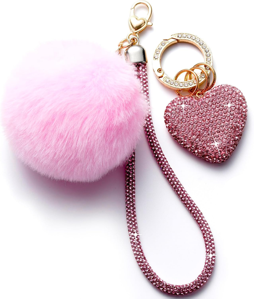 Cute Heart Keychains for Women, Bling Key Chain Accessories Girly ...