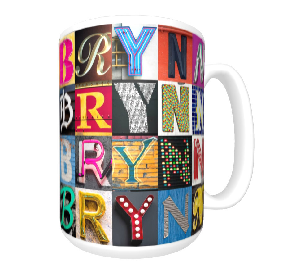 BRYNN Coffee Mug / Cup featuring the name in photos of sign letters | eBay
