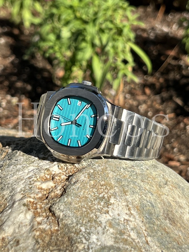 Custom Made Watch Nautilus Style with NH35 SKX Automatic Movement Blue ...