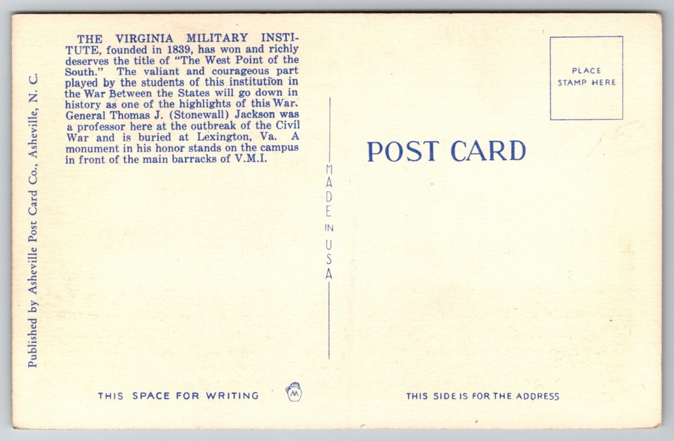 Virginia Military Institute Lexington VA - Main Barracks - Postcard ...