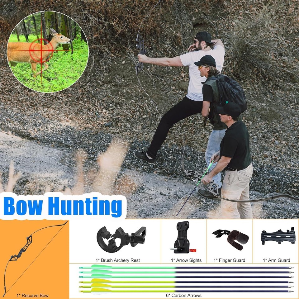 40lbs BowFishing Combo Archery Recurve Bow Arrow Bottle Fishing Reel ...