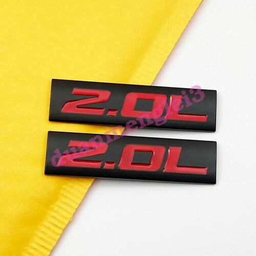 2Pcs Metal Black & Red 2.0L Car Body Emblem V6 V8 Engine Badge 3D ...