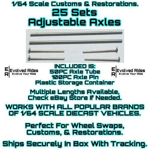 Axles 25 Sets 22mm For 1/64 Scale Custom Restoration Real Rider Hot ...