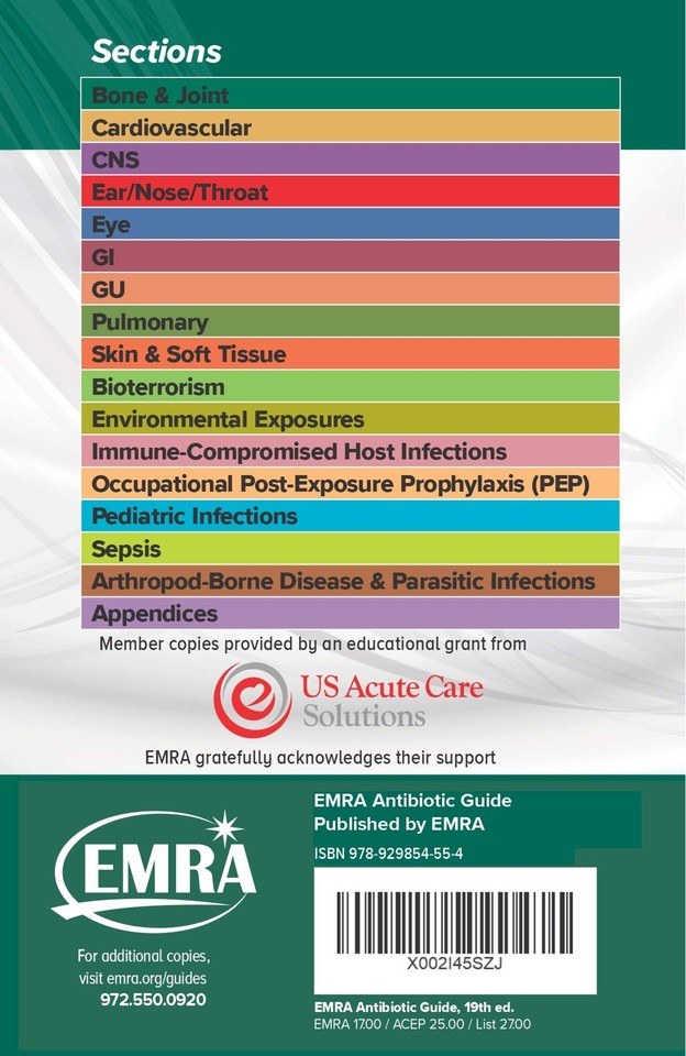 EMRA Antibiotic Guide, 19th Edition (USED) 9781929854554 | eBay UK