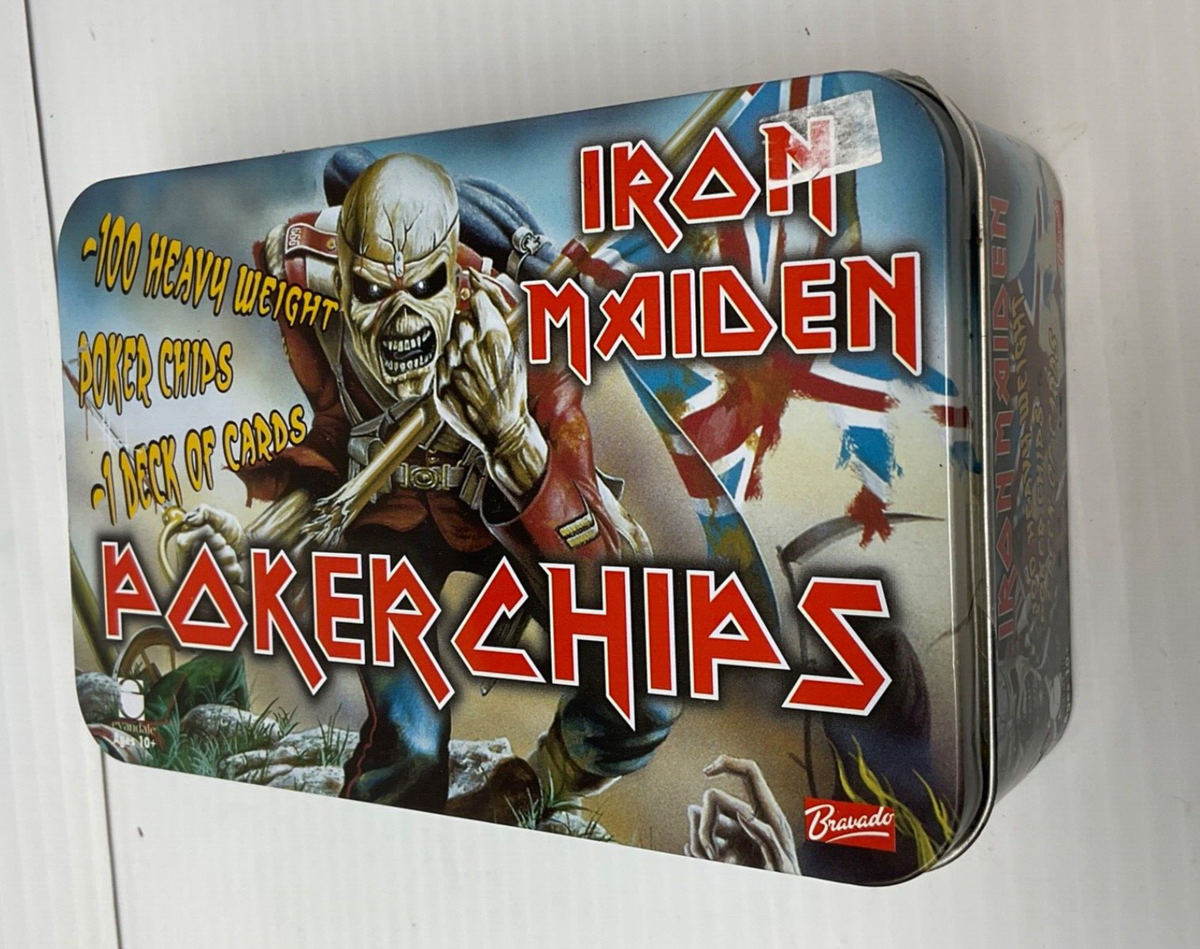 IRON MAIDEN poker chips set by bravado 100 chips and 1 deck IRON MAIDEN poker chips set by bravado 100 chips and 1 deck