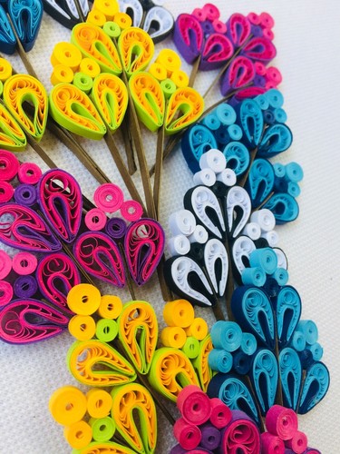 Paper Quilling Flower Bud leaves Branch for cards, wall deco 15lot | eBay