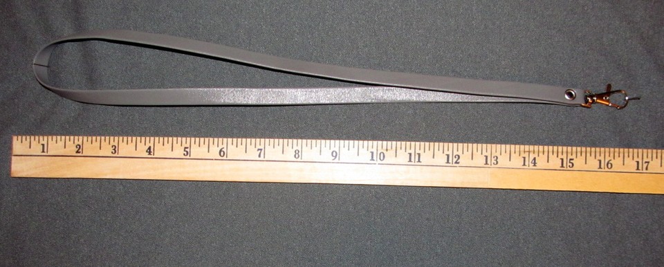 Handmade Gray Leather Lanyard ID Holder (flat, folded, double sided) 30 ...