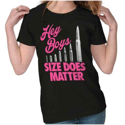 Funny Pro Guns Hey Boys Size Does Matter Womens Top Junior Graphic Tee ...
