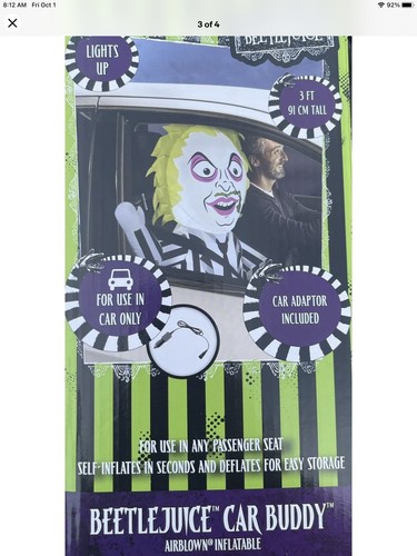 Beetlejuice Airblown Inflatable 3' Car Buddy Halloween Gummy LED ...