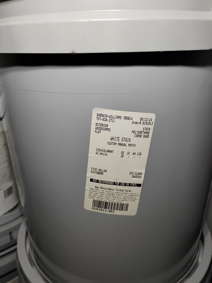 5 Gallon Sherwin Williams WoodScapes Semi-Transparent White Exterior ...