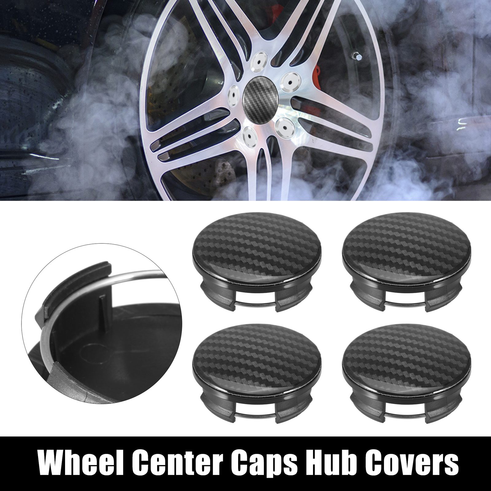 4pcs 57mm Wheel Center Hub Caps Hubcaps Covers Universal for Car Black ...