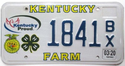 Kentucky 2020 Farm 4H Kentucky Proud License Plate 1841 BX | eBay