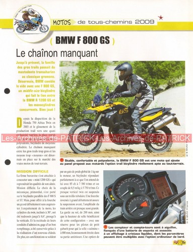 BMW F800 GS 2009 F 800 Joe Bar Team Fiche Moto #000646 | eBay
