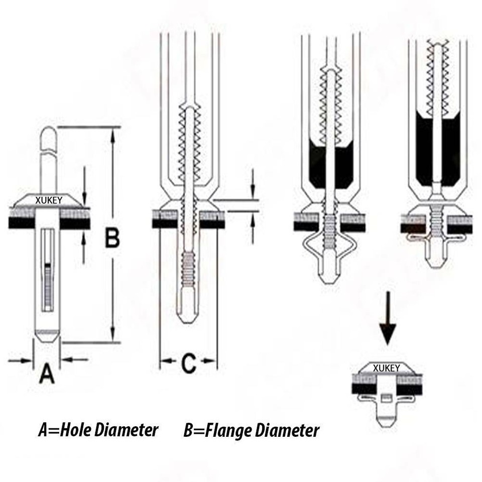 100X Plastic Flare Rivets Push Pin Clips Fender Wheel Arch Fastener OE ...