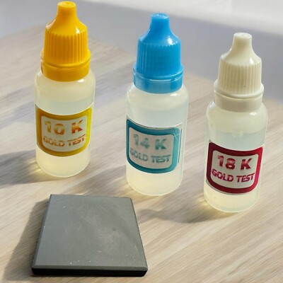 Gold Testing Kit 10k 14k 18k Gold Solution Acids + Testing Stone | eBay