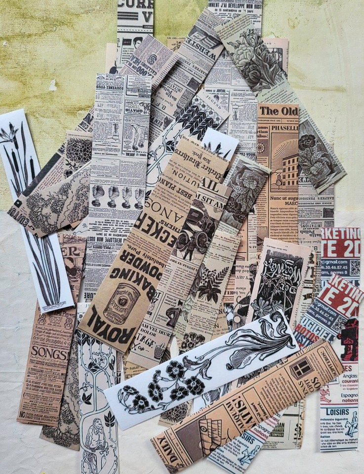 Retro vintage newspaper magazine adds Junk Journal Stickers Stripe 40 ...