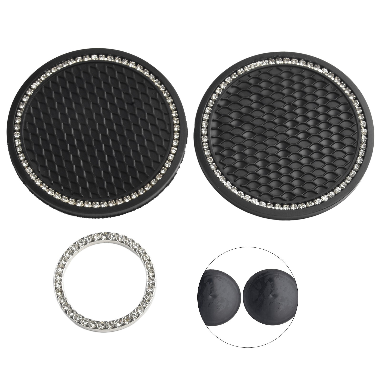 Sparkling Rhinestone Car Coaster Insert + Start Button Trim Universal ...