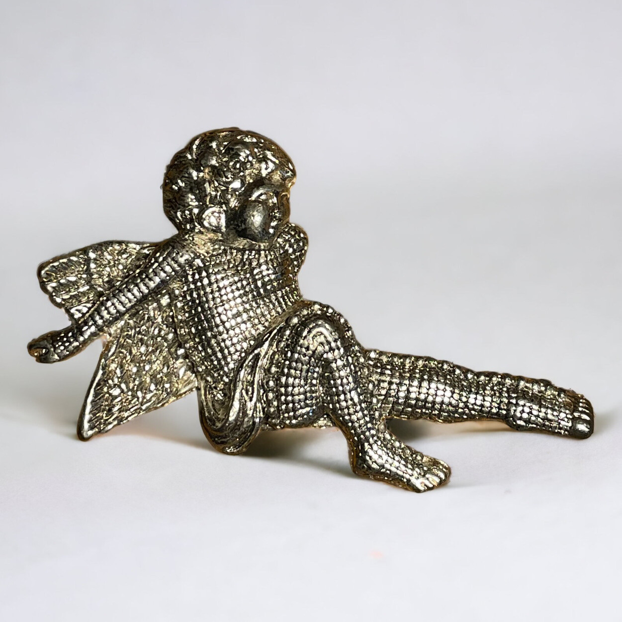 Large Vintage Guardian Angel Brooch Dimensional Silve… - Gem