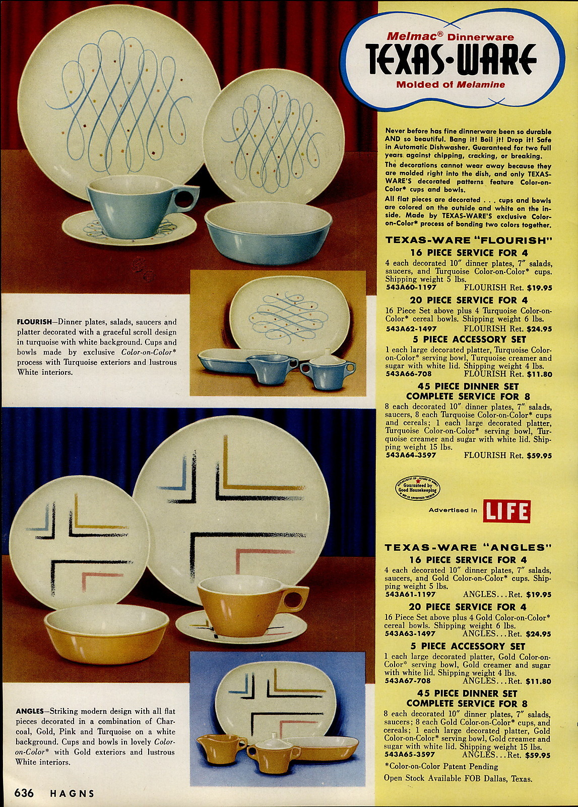 1957 PAPER AD 2 Sided Texas Ware Melmac Dinnerware Plates Melamine Rio ...