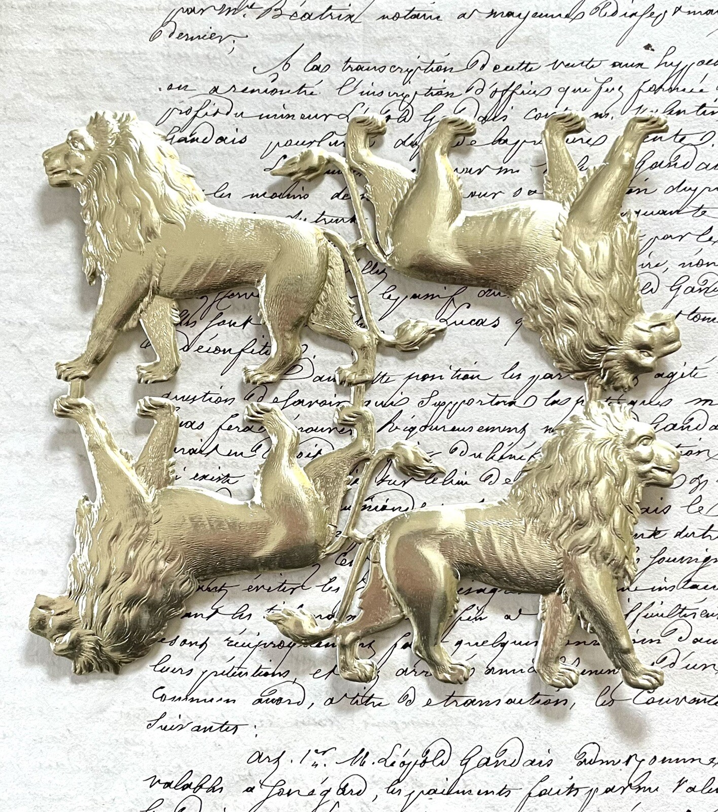 4 Gold Dresden Paper Foil Lions Diecut Victorian Scrap | eBay