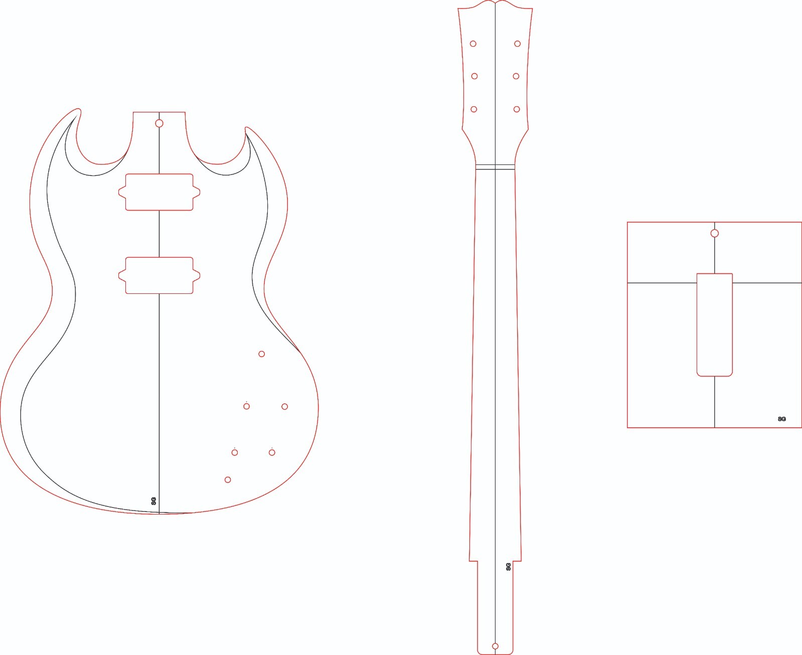 SG guitar template files vector DXF CDR PDF pattern CNC laser router | eBay