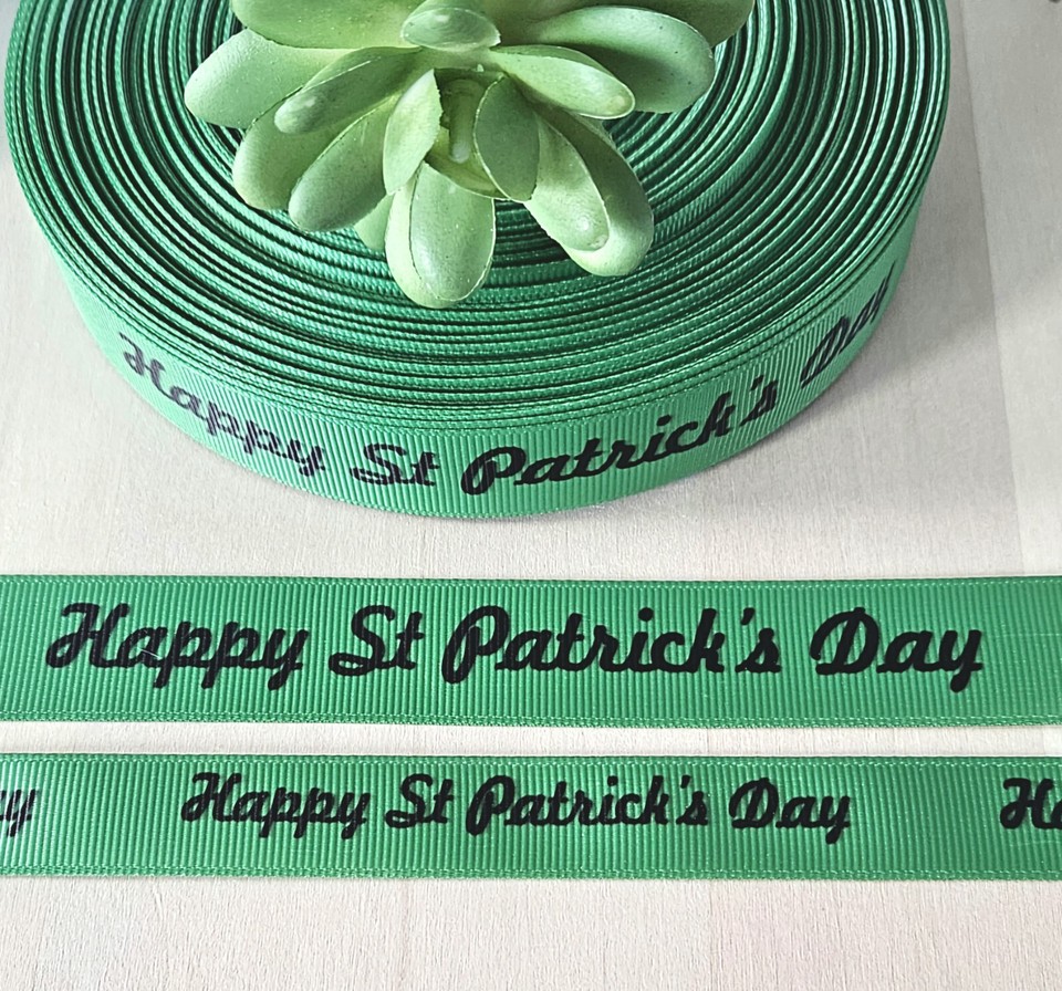 5/8 & 7/8" (1 YD) St. Patrick's Day Grosgrain Ribbon Happy St. Patrick ...