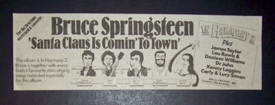 Bruce Springsteen Santa Claus Is Comin' To Town 1981 Sm. Poster Type ...
