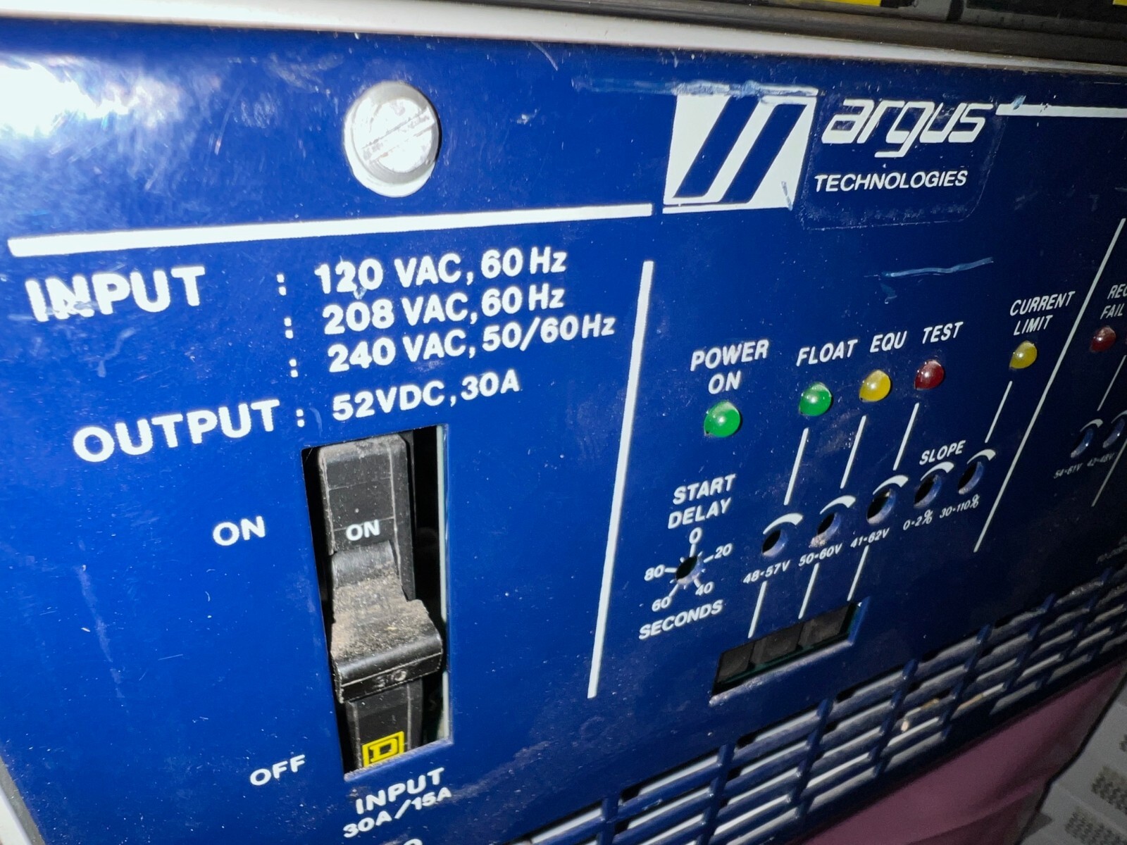 ARGUS TECHNOLOGIES ALPHA 010-006-20 RST-48/30 RECTIFIER 52VDC 30A ...