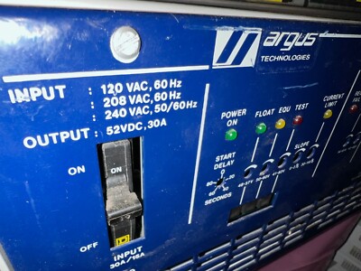 ARGUS TECHNOLOGIES ALPHA 010-006-20 RST-48/30 RECTIFIER 52VDC 30A ...